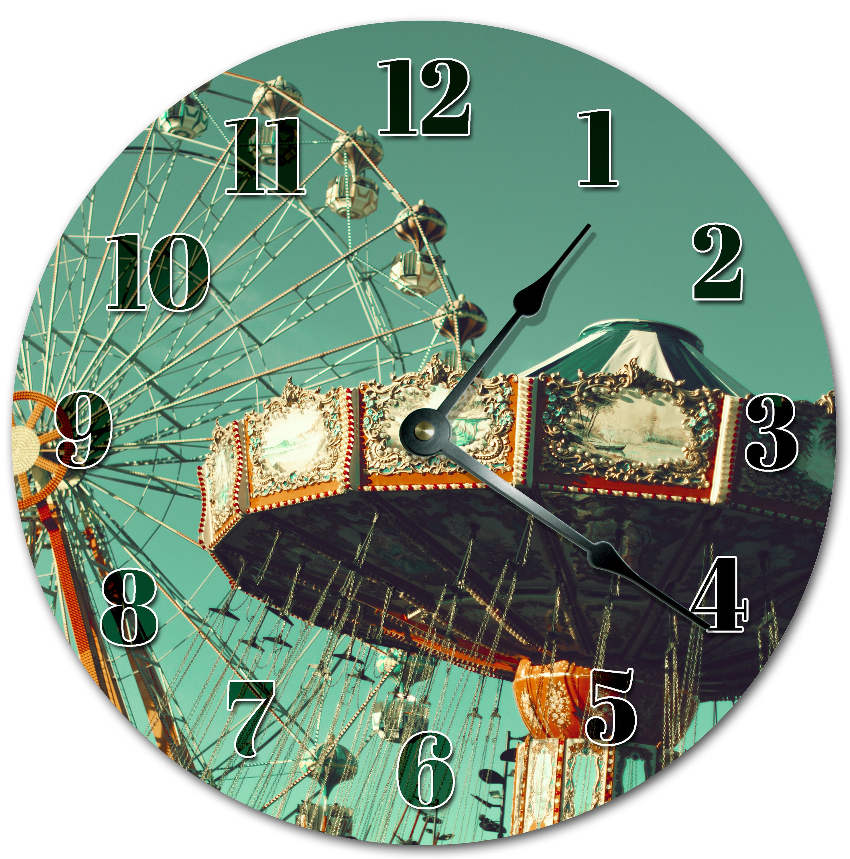 10.5" FERRIES WHEEL and CAROUSEL Clock - Living Room Clock - Large 10.5 ...