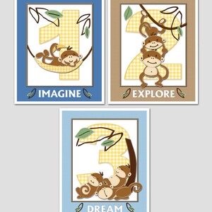MONKEY BUSINESS 8x10 Baby Nursery Art Prints, Set of 3 Includes a ...