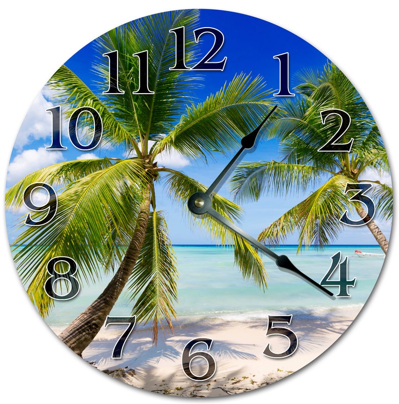10.5 COCONUT TREES on BEACH Clock Living Room Clock | Etsy
