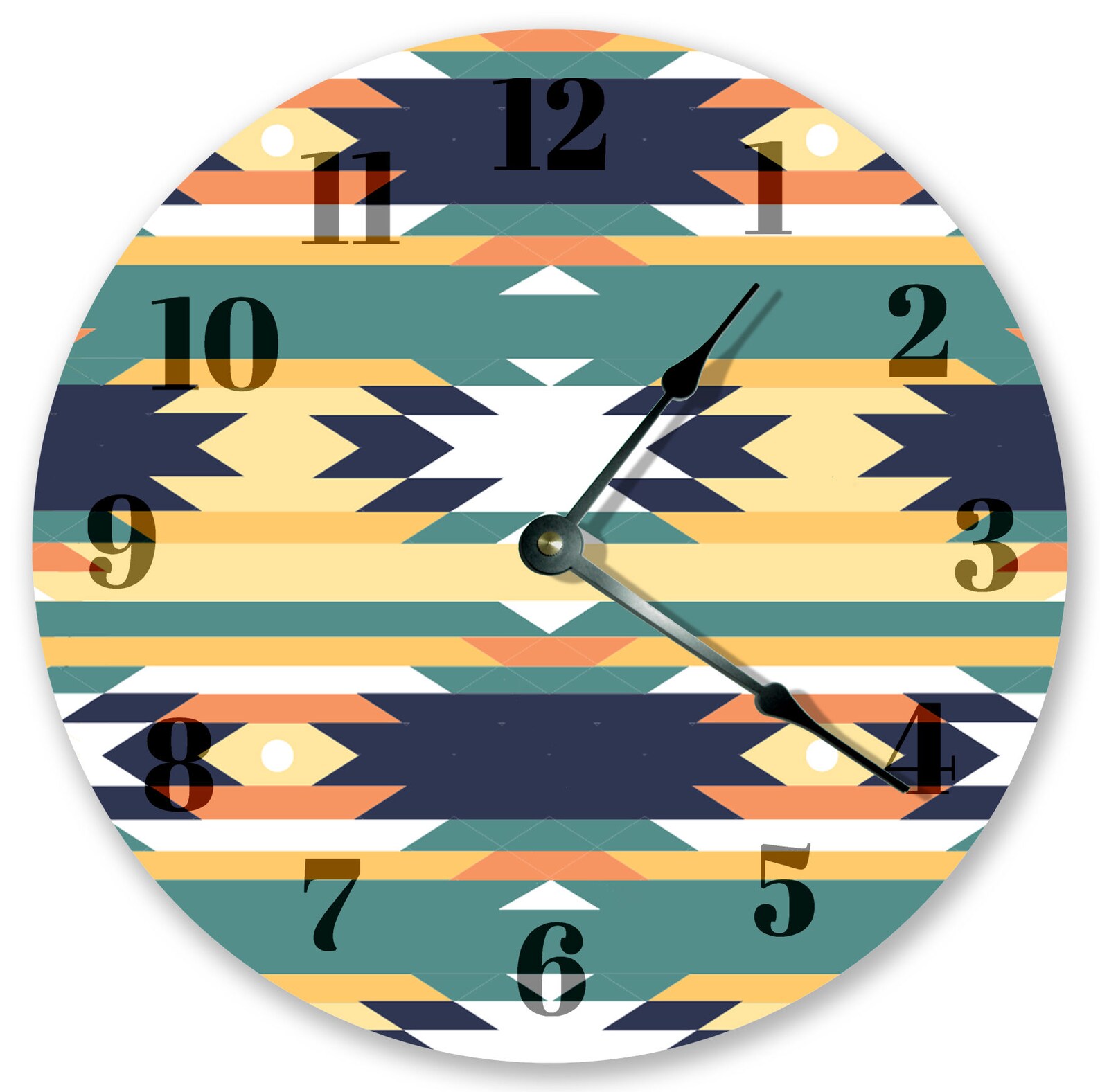 10.5 Cool Aztec Clock Blue Yellow and Green Clock - Etsy