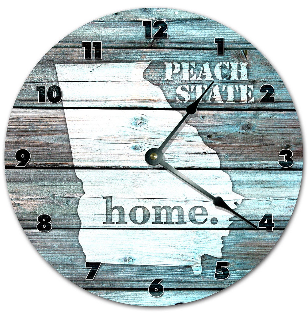 Georgia State Clock: Teal Rustic Wood, Silent 10.5" Wall Decor - Etsy