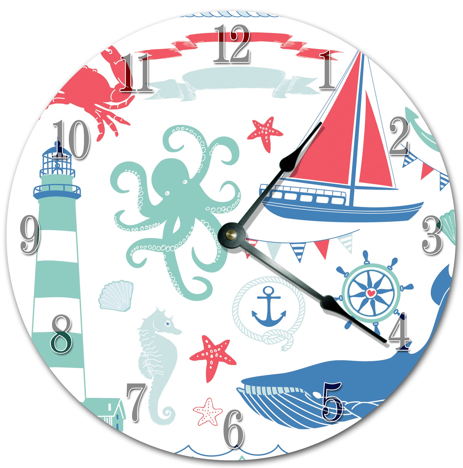 10.5 LIFE AT SEA Cartoon Art Clock Living Room Clock - Etsy
