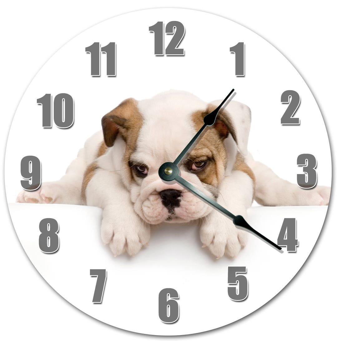 10.5 CUTE BULLDOG PUPPY Clock Living Room Clock Large 10.5 Wall Clock ...