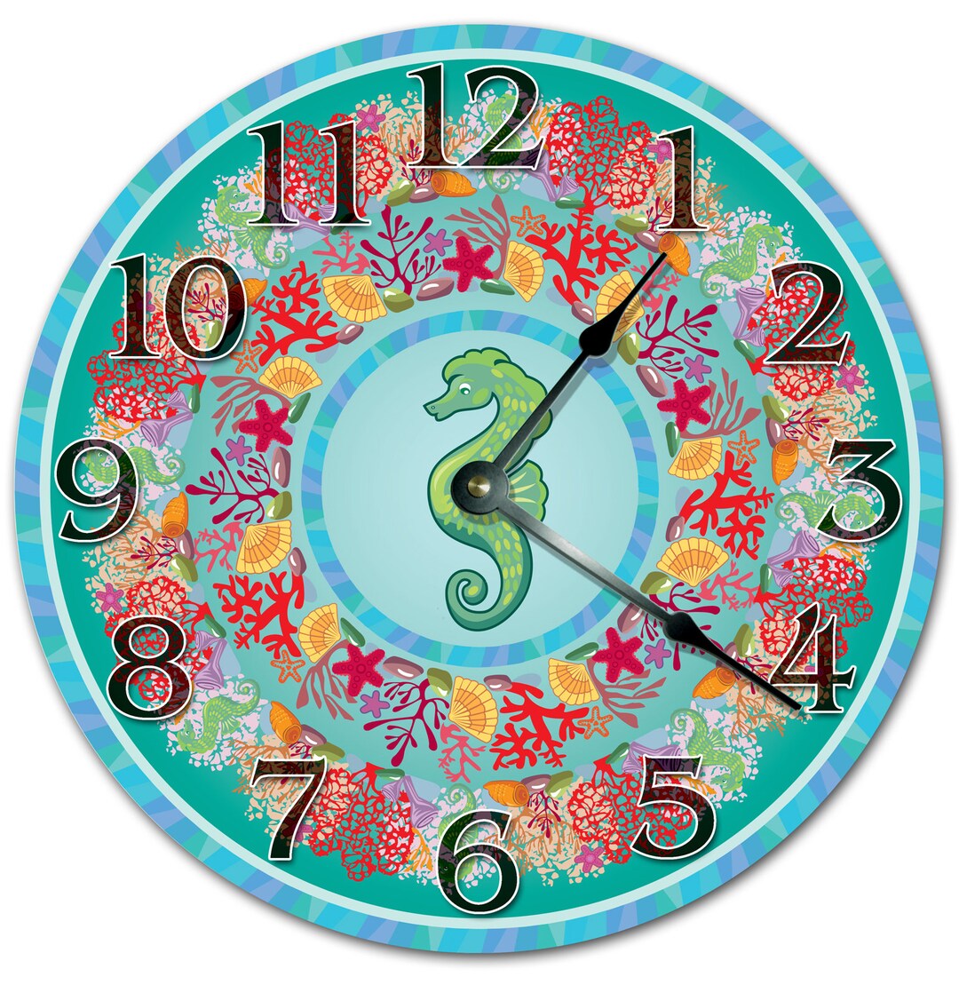 10.5 SEA LIFE Clock Living Room Clock Large 10.5 Wall Clock Home Décor ...