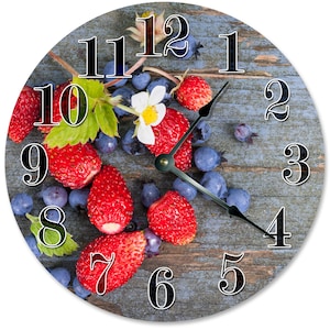 10.5 BLUEBERRIES AND STRAWBERRIES Clock Living Room Clock Large 10.5 ...