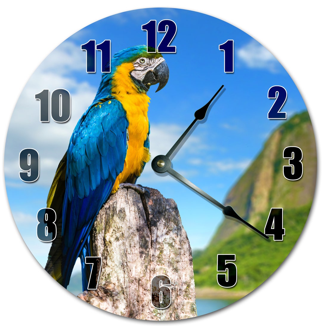 10.5 PARROT CLOCK Living Room Clock Large 10.5 Wall Clock Home Décor ...