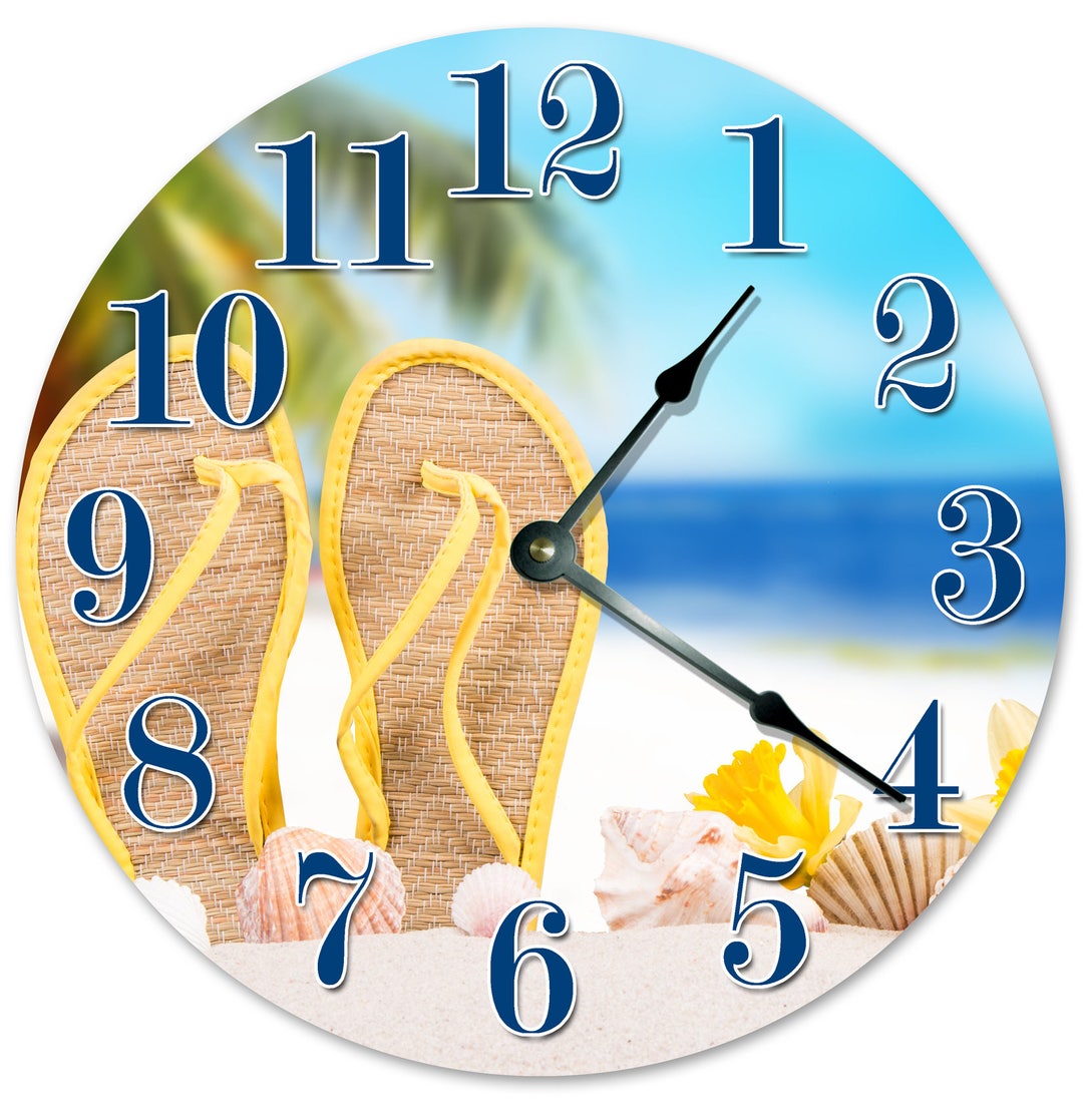 10.5 SANDALS in the BEACH Clock Living Room Clock Large 10.5 Wall Clock ...