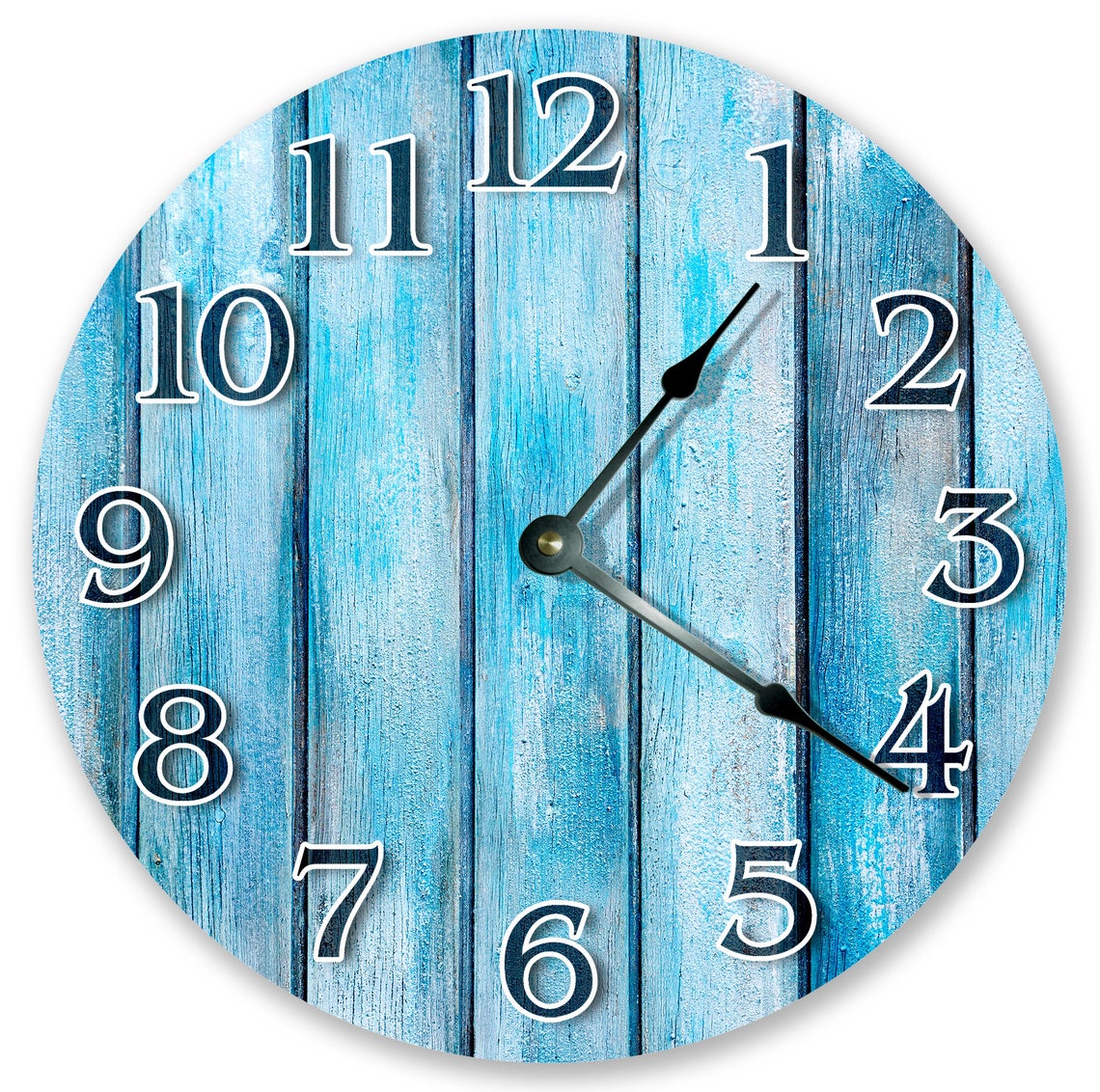 10.5 BLUE CYAN Wood Clock Large 10.5 Wall Clock - Etsy