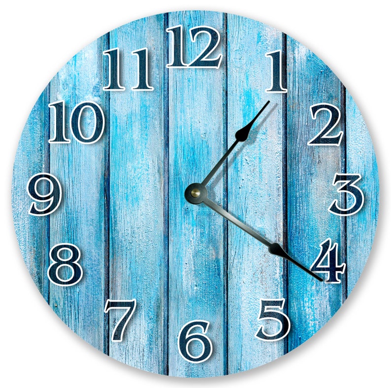 10.5 BLUE CYAN Wood Clock Large 10.5 Wall Clock - Etsy