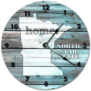 10.5 MINNESOTA TEAL RUSTIC State Clock Large 10.5 Inch Wall Clock ...