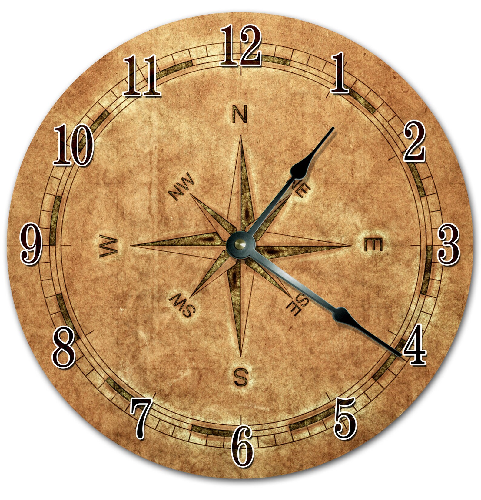 10.5 Old COMPASS Clock BROWN Clock Living Room Clock - Etsy