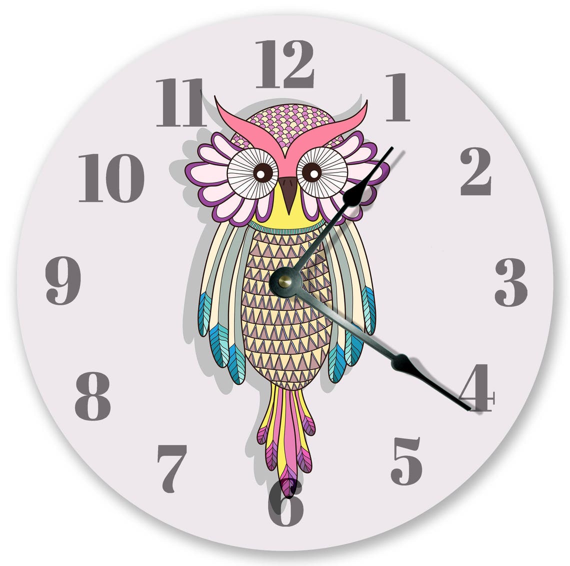 10.5 Beautiful Animated Owl Clock Colorful Clock | Etsy