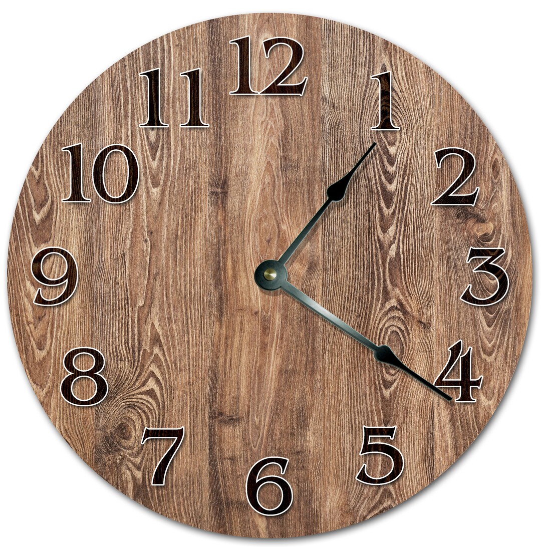 10.5 BROWN WOOD Clock Living Room Clock Large - Etsy