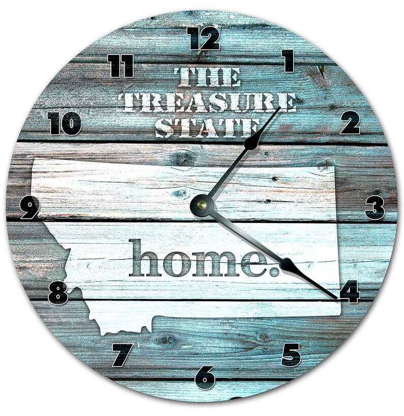 10.5 MONTANA TEAL RUSTIC State Clock Large 10.5 Inch - Etsy