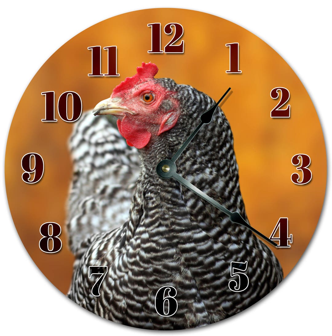 10.5" CHICKEN Clock - Living Room Clock - Large 10.5" Wall Clock - Home ...