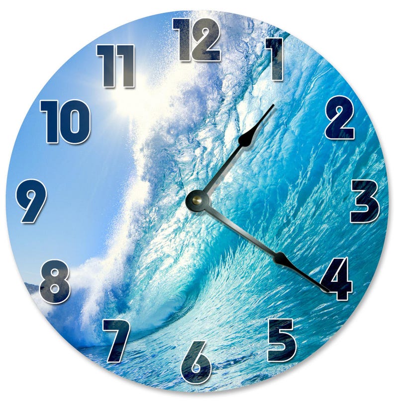 Surfing Wave Wall Clock, Blue Modern Design (10.5 Inch Silent) - Etsy