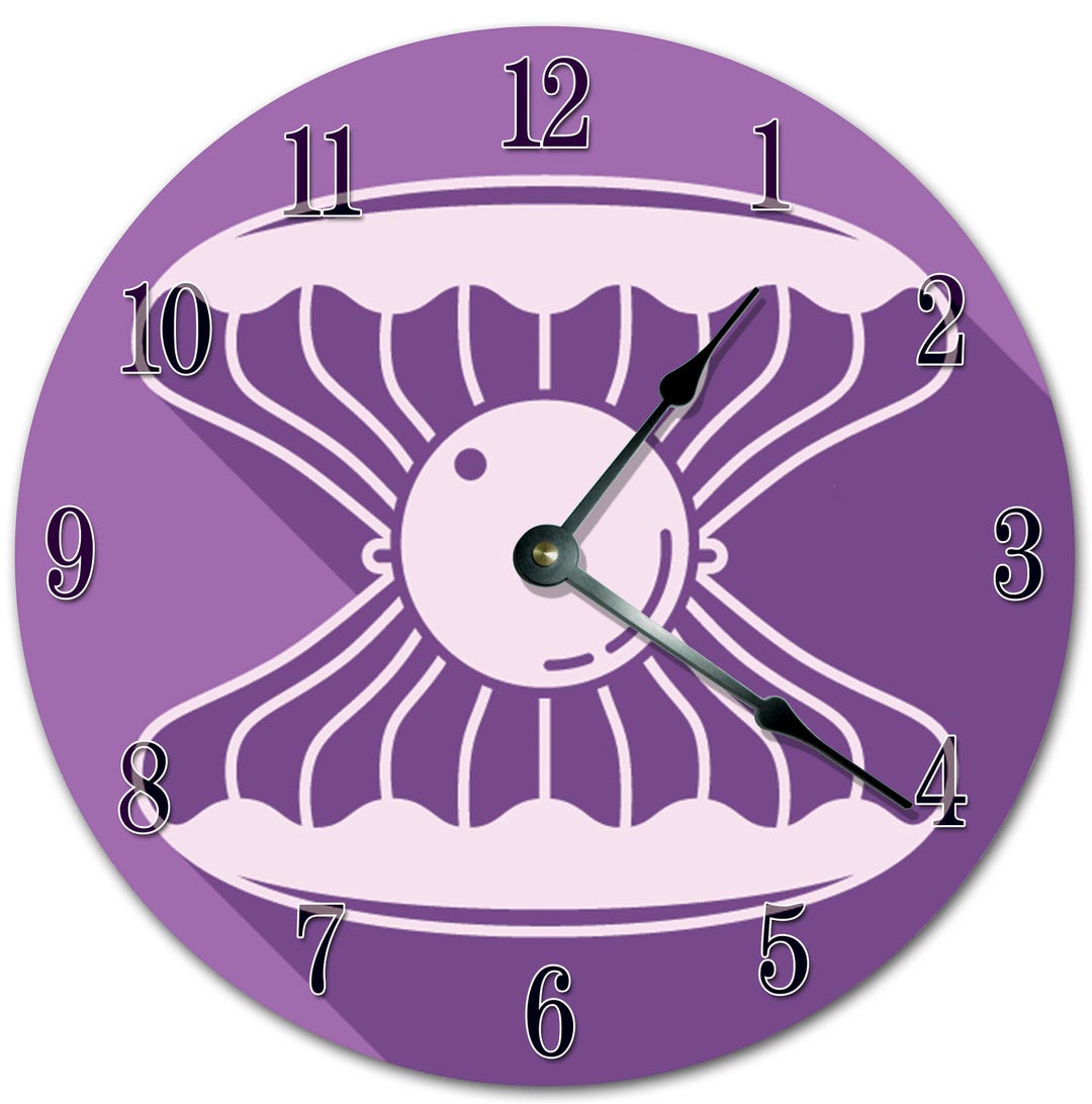 Sea Life Wall Clock: Pearl Clam Design - Silent, Open Face - Etsy