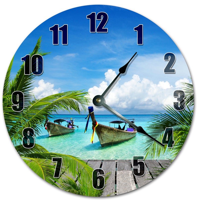 10.5 WOODEN BEACH BOATS Clock Living Room Clock - Etsy