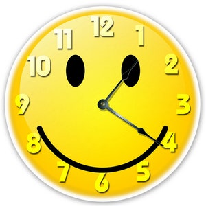 12" YELLOW SMILEY FACE Clock - Large 12 Inch Wall Clock - Printed Photo ...
