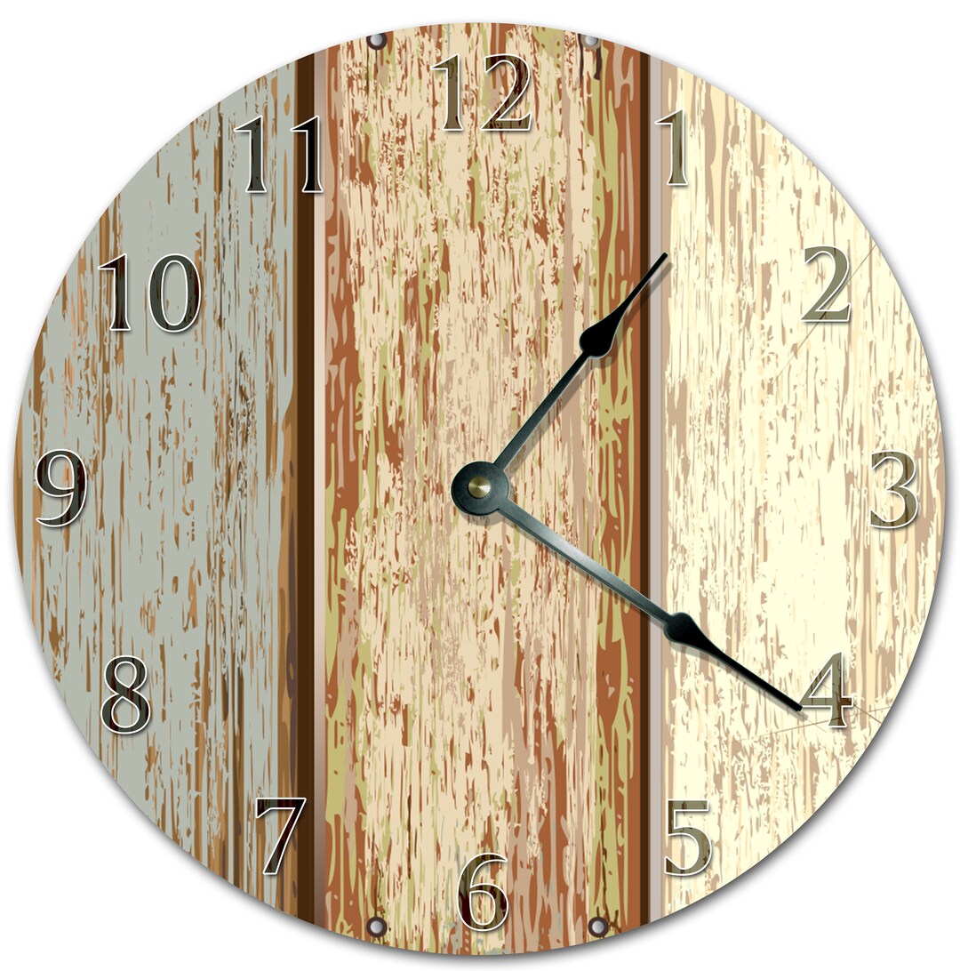 10.5" RUSTIC VERTICAL Mdf Planks Clock - Living Room Clock - Large 10.5 ...