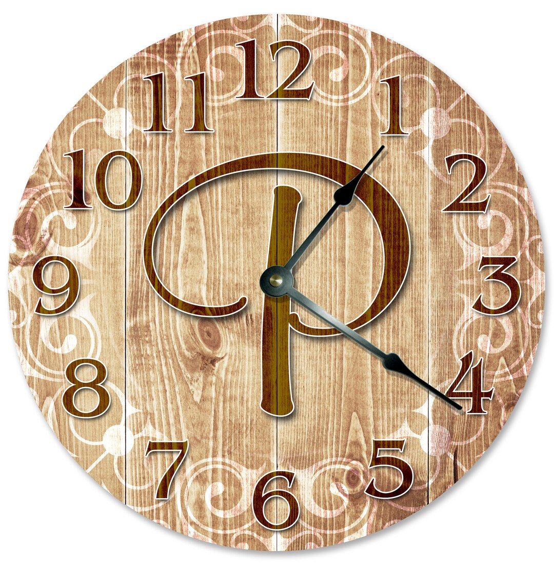 10.5" P Neptune Italic Font Clock - Letter Clock - Living Room Clock ...