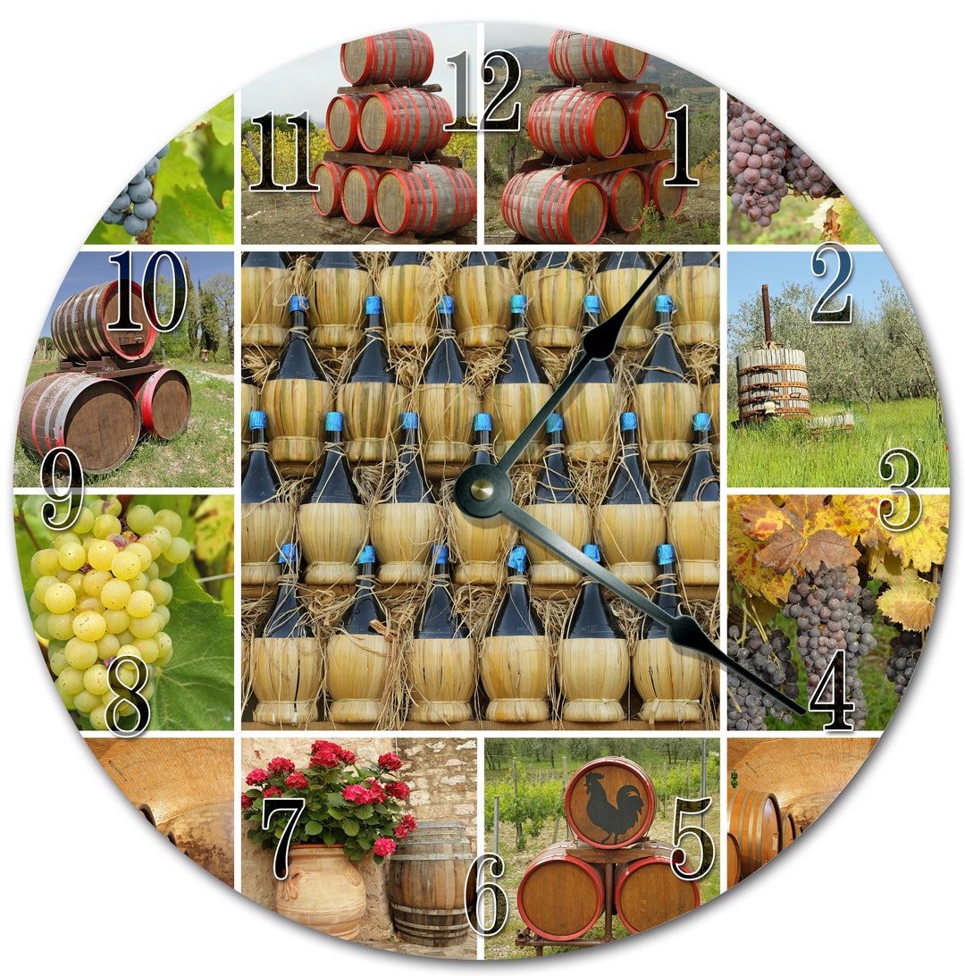 Vineyard Wine Barrel Clock: 10.5" Silent Wall Decor - Etsy