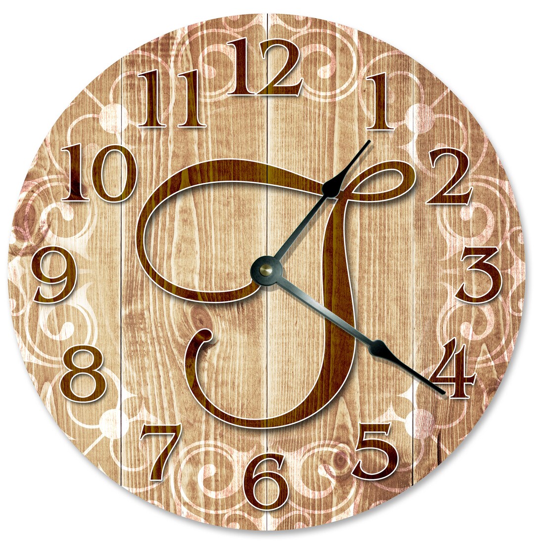 10.5" T Neptune Italic Font Clock - Letter Clock - Living Room Clock ...