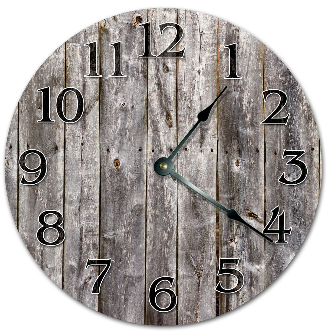 10.5" WHITE Mdf PLANK Clock - Living Room Clock - Large 10.5" Wall ...