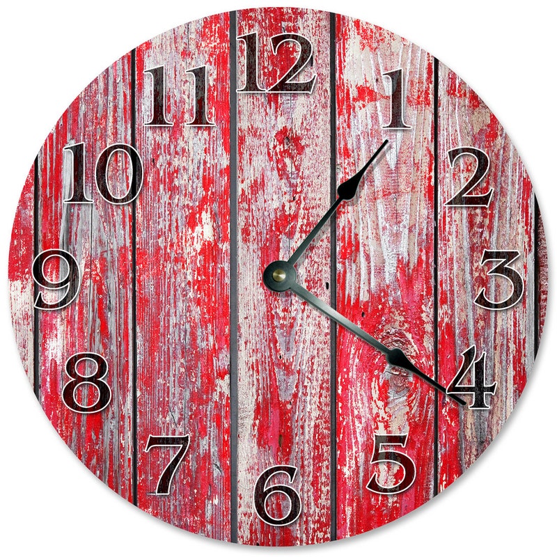 Red Wall Clock - Etsy