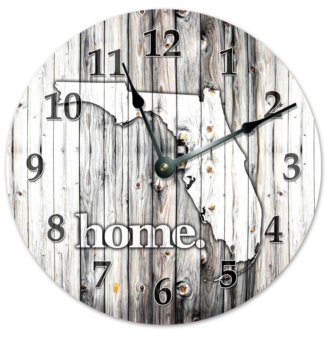 10.5 FLORIDA Rustic Map Clock Living Room Clock Large 10.5 Wall Clock ...
