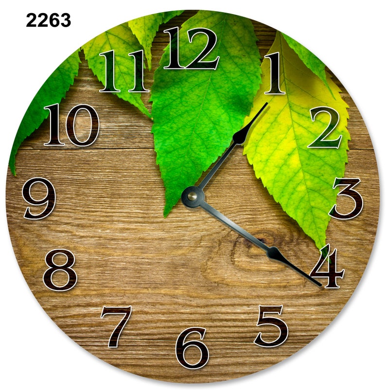 10.5 Nature Green Leaves in A Wood Clock Living Room - Etsy