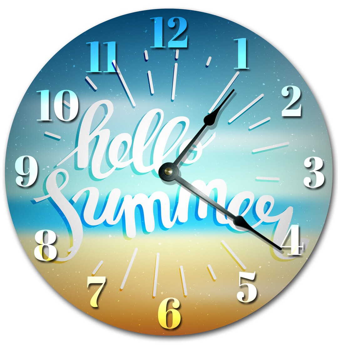 10.5 COOL HELLO SUMMER Living Room Clock Large 10.5 Wall Clock Home ...