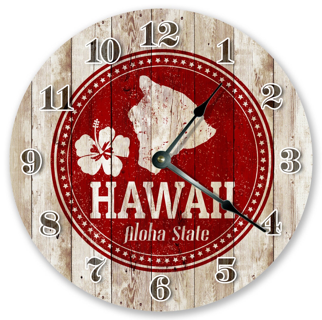Hawaii Aloha Stamp Clock: 10.5" Home Decor Wall Clock - Etsy
