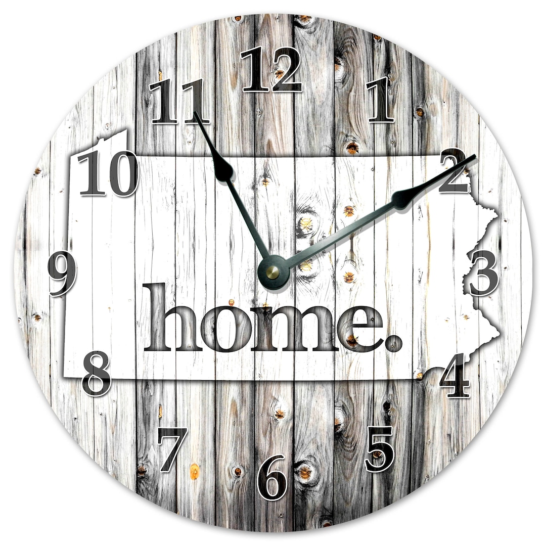 10.5" PENNSYLVANIA Rustic Map Clock - Living Room Clock - Large 10.5 ...