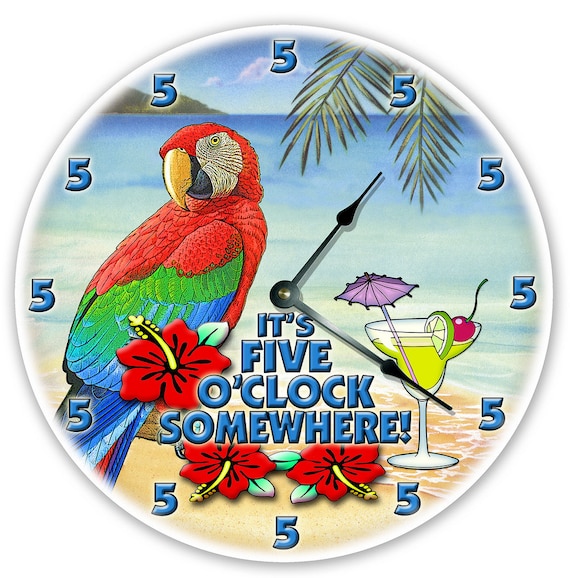 12 PARROT TROPICAL Martini RETIRED Clock Large 12 Inch | Etsy