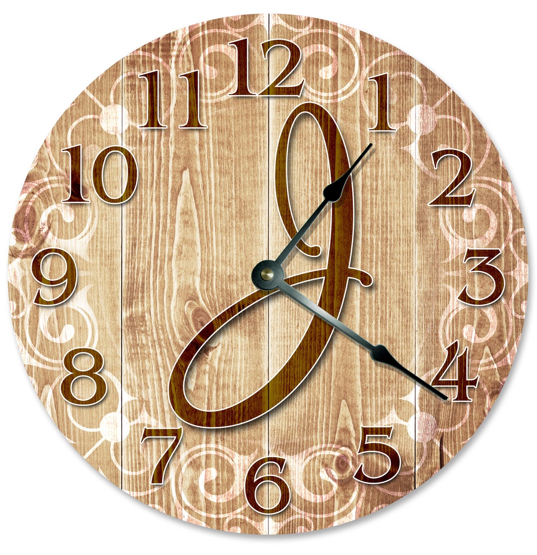 Letter J Monogram Clock: 10.5" Wood Look Living Room Decor - Etsy