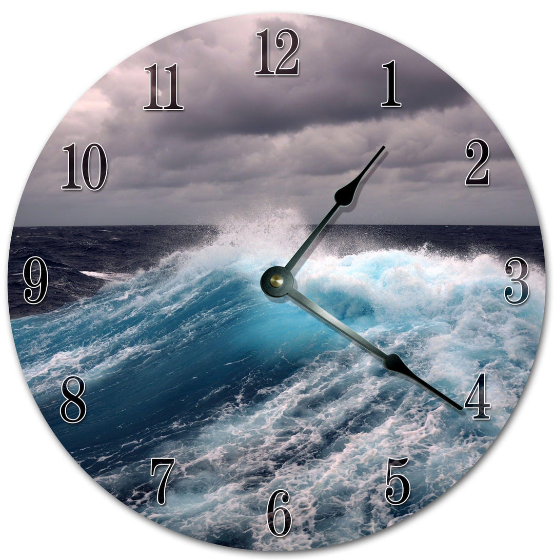 10.5" RAGING WAVES Clock - Living Room Clock - Large 10.5" Wall Clock ...