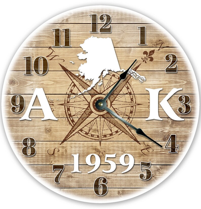 12 ALASKA State ESTABLISHED 1959 Clock Large 12 Inch - Etsy