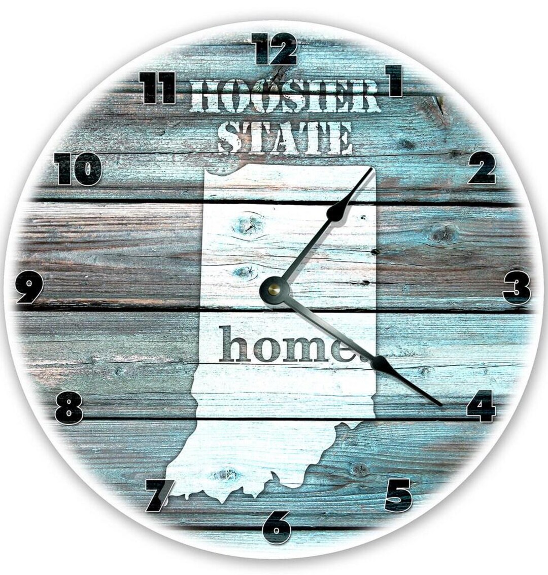 Rustic Indiana Wall Clock: Teal Design (12-inch MDF, Silent) - Etsy