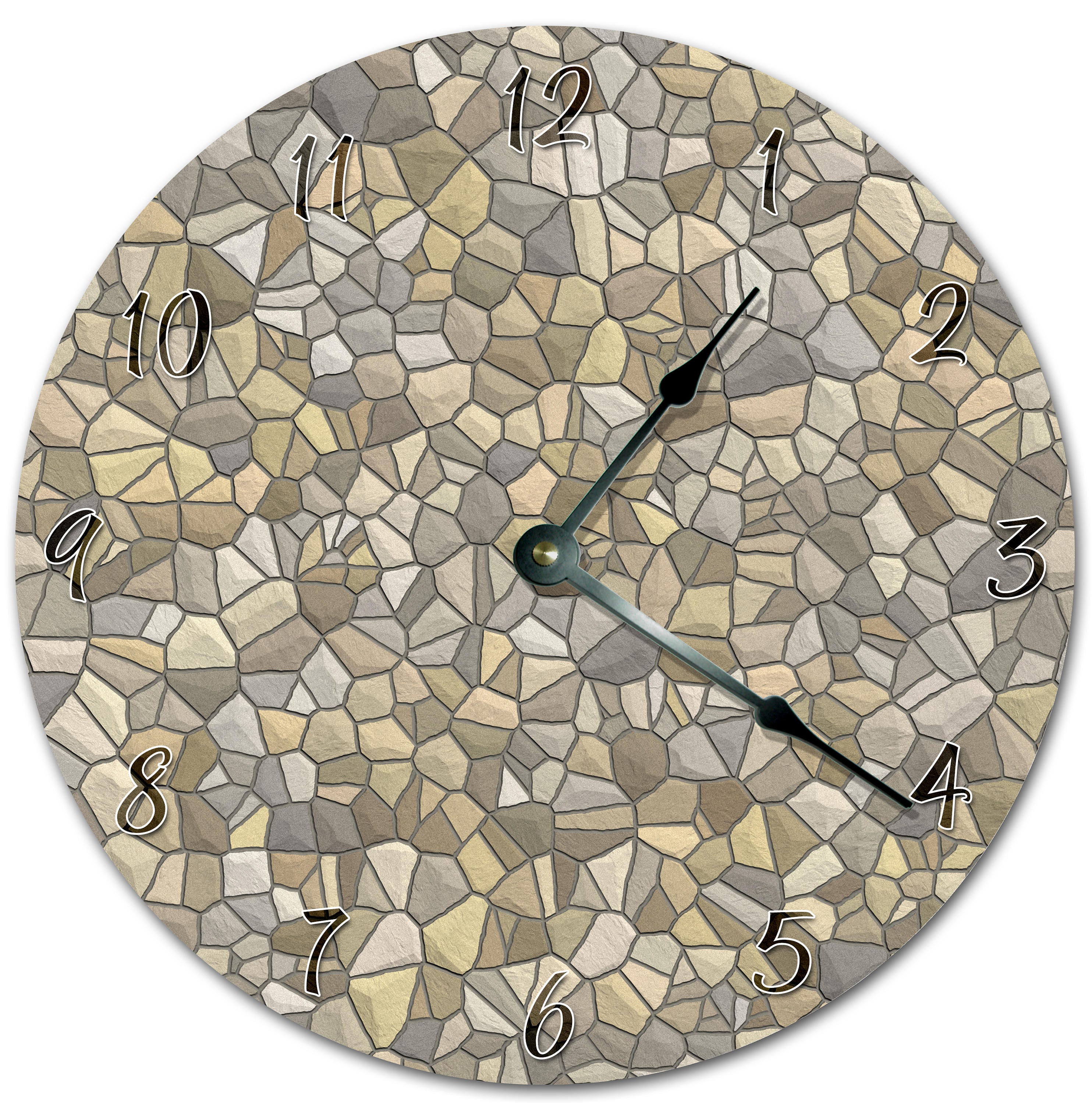 10.5" Amazing ROCK MOSAIC ART Design Clock - Living Room Clock - Large ...