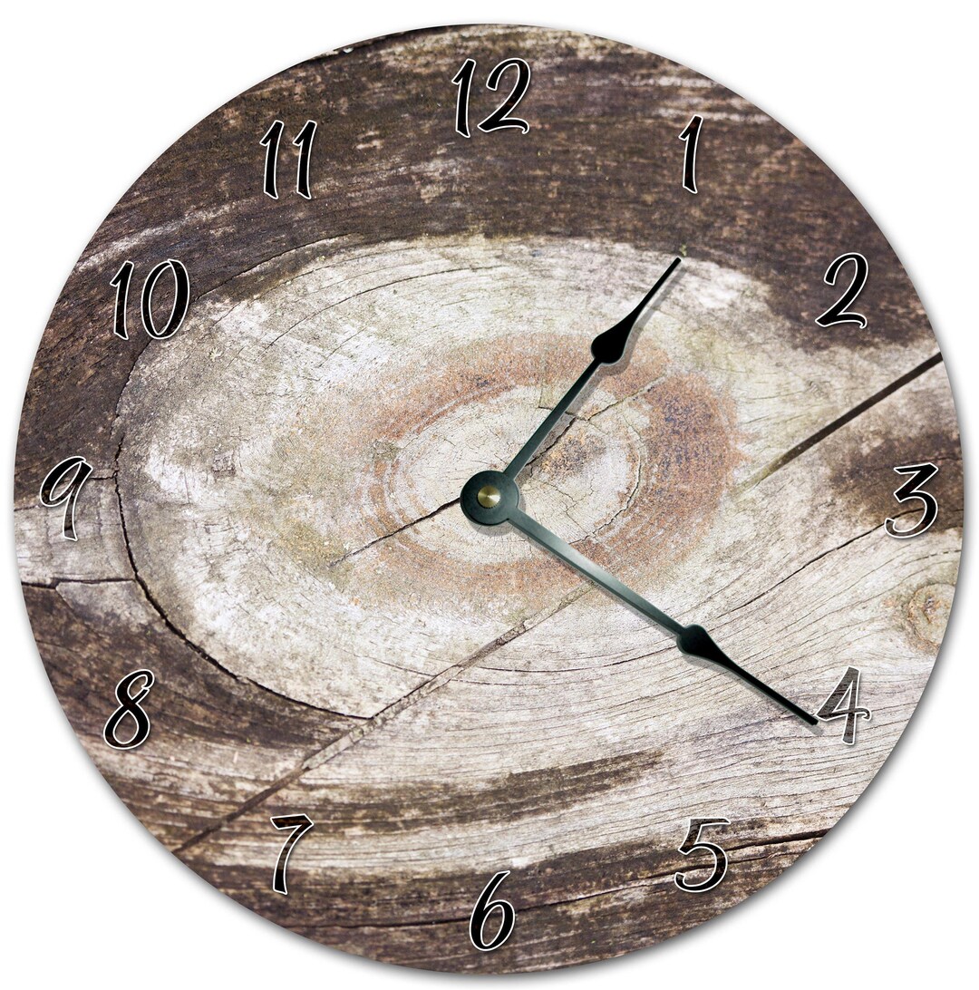 10.5" Wood Grain Clock: Silent MDF Wall Decor - Etsy