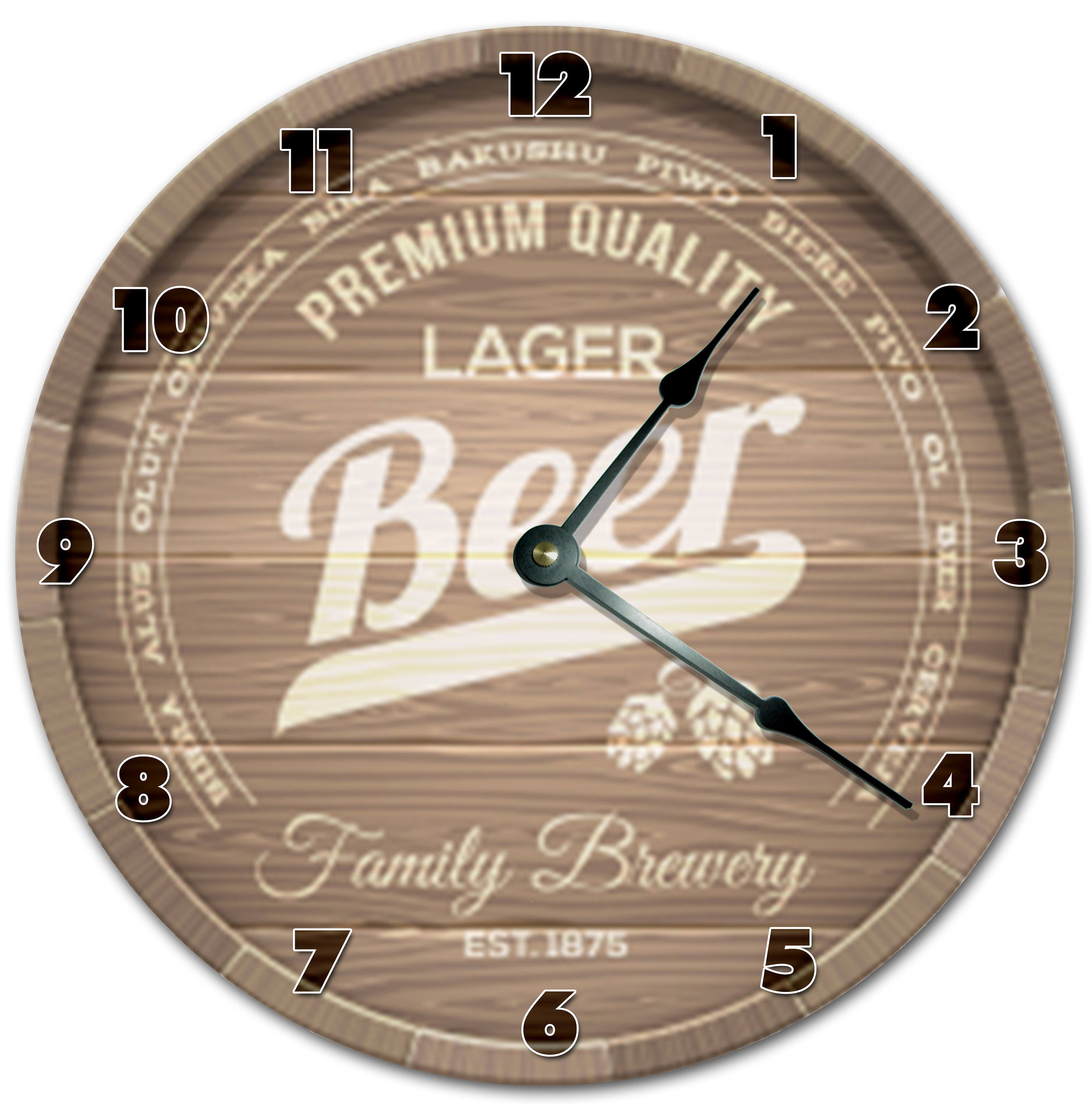 10.5" Aged LAGER BEER Clock - Barrel Clock - Living Room Clock - Large ...