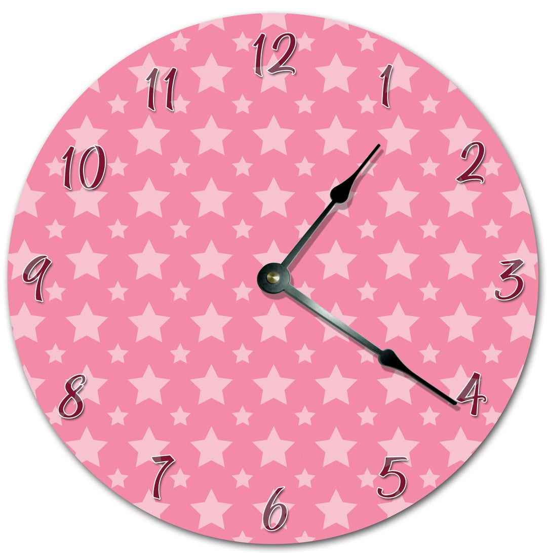 10.5 CUTE STARS ART Clock Pink Clock Living Room - Etsy
