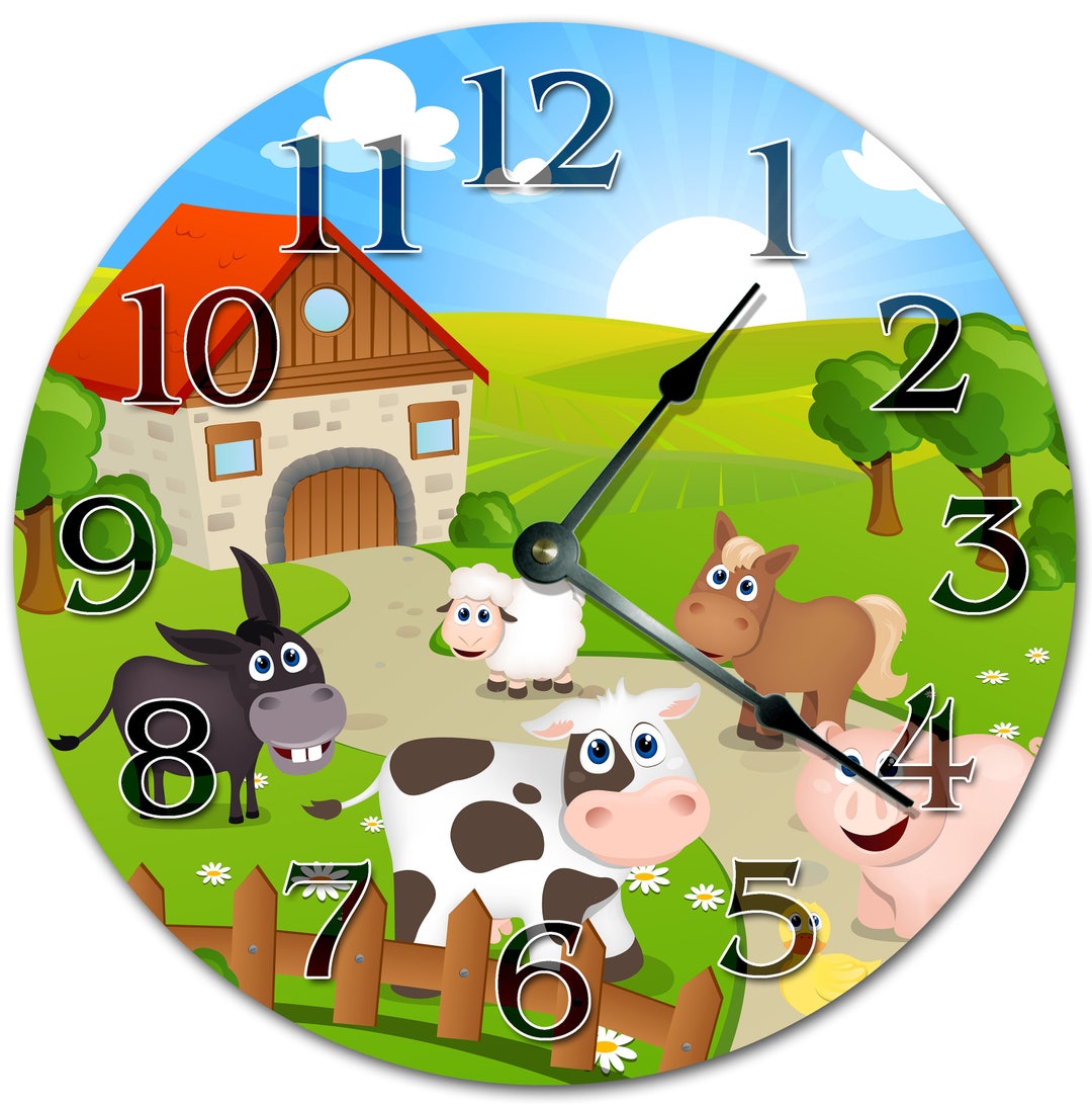 10.5 CARTOON ANIMALS Clock Living Room Clock Large - Etsy