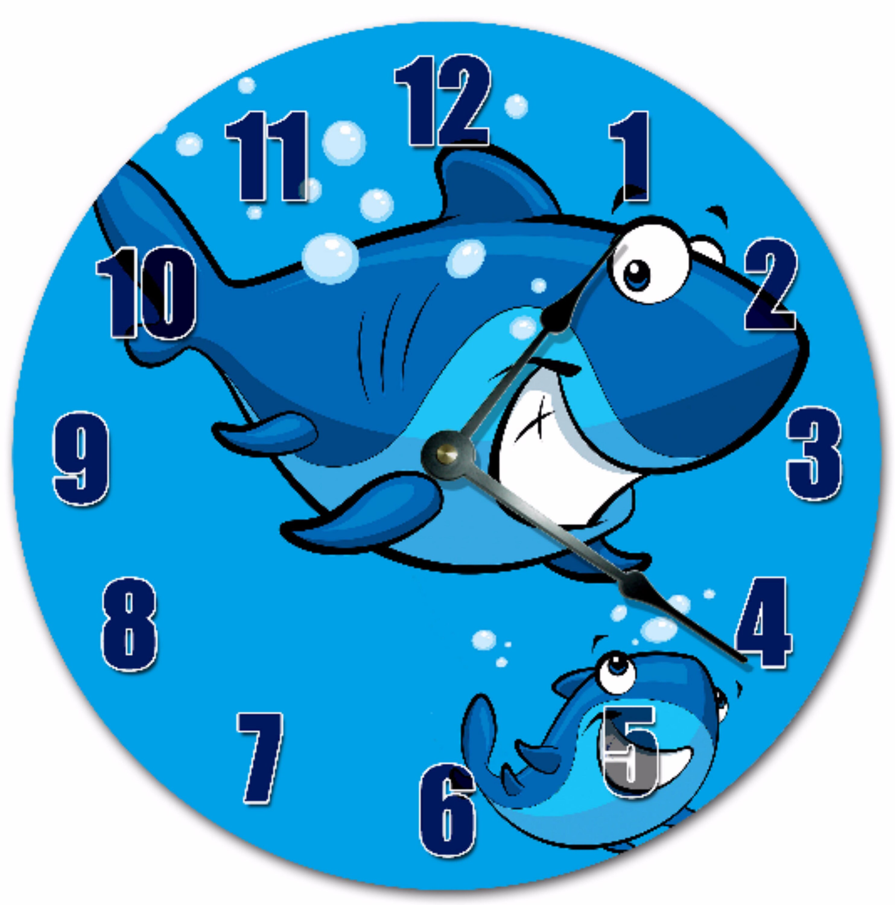 10.5 CARTOON SMILING SHARKS Clock Living Room Clock | Etsy