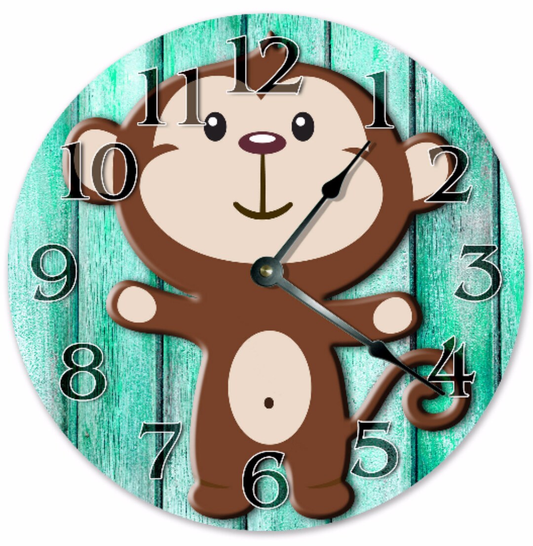10.5" Cute Arms Spread MONKEY Cartoon Clock - Living Room Clock - Large ...