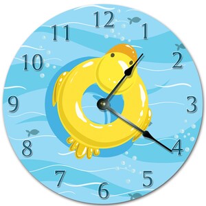 10.5 YELLOW DUCK SWIM Ring Life Buoy Clock Blue and Yellow Clock Living ...