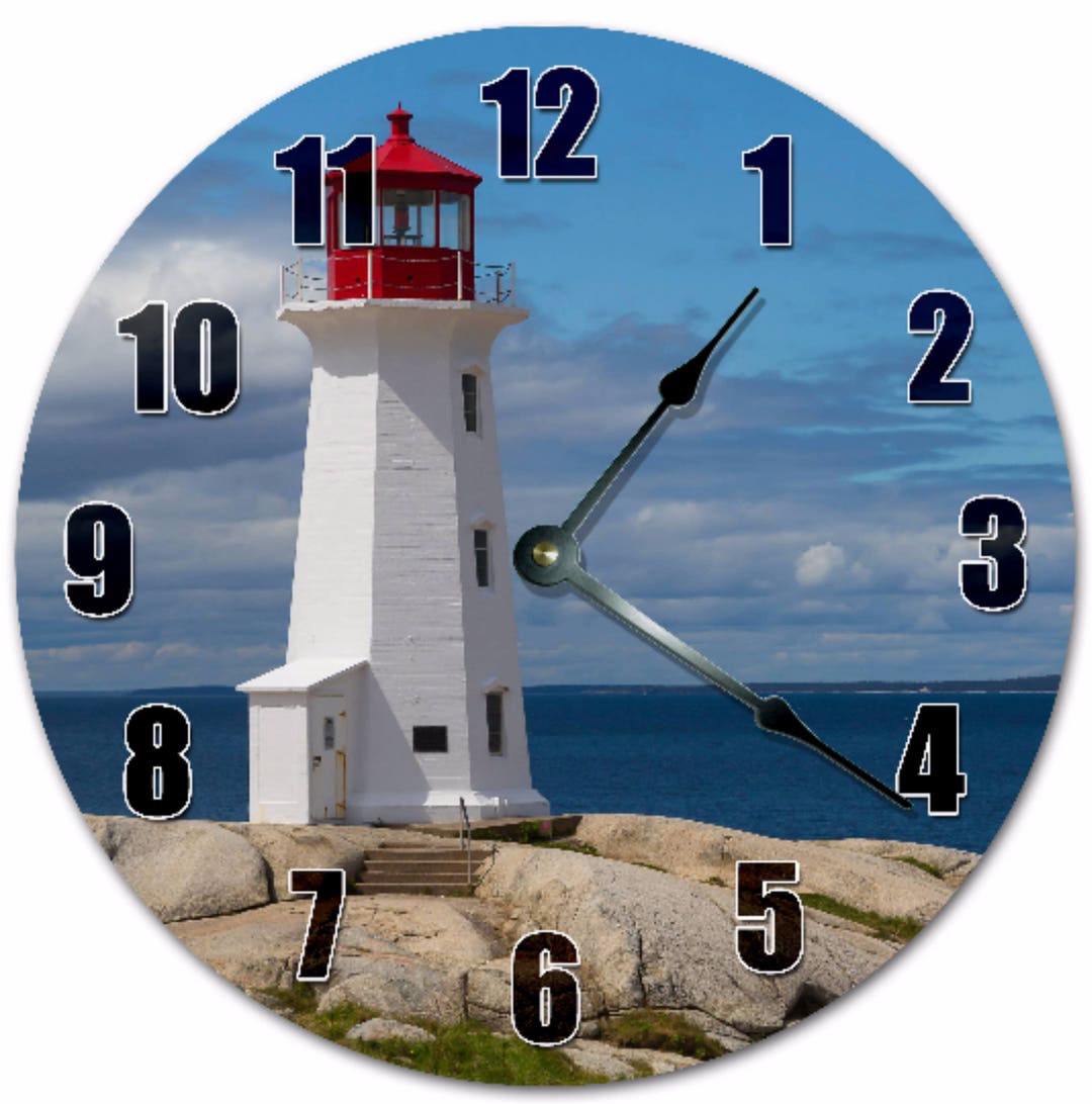 10.5 White LIGHTHOUSE Clock Living Room Clock Large - Etsy