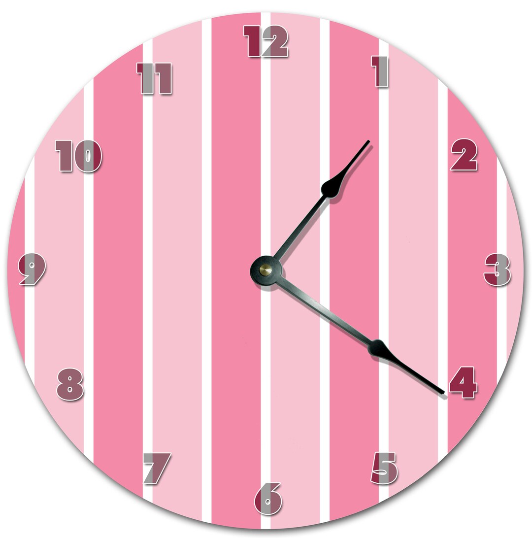 10.5 COLORED WALLPAPER LINES Clock Pink Clock Living Room Clock Large ...