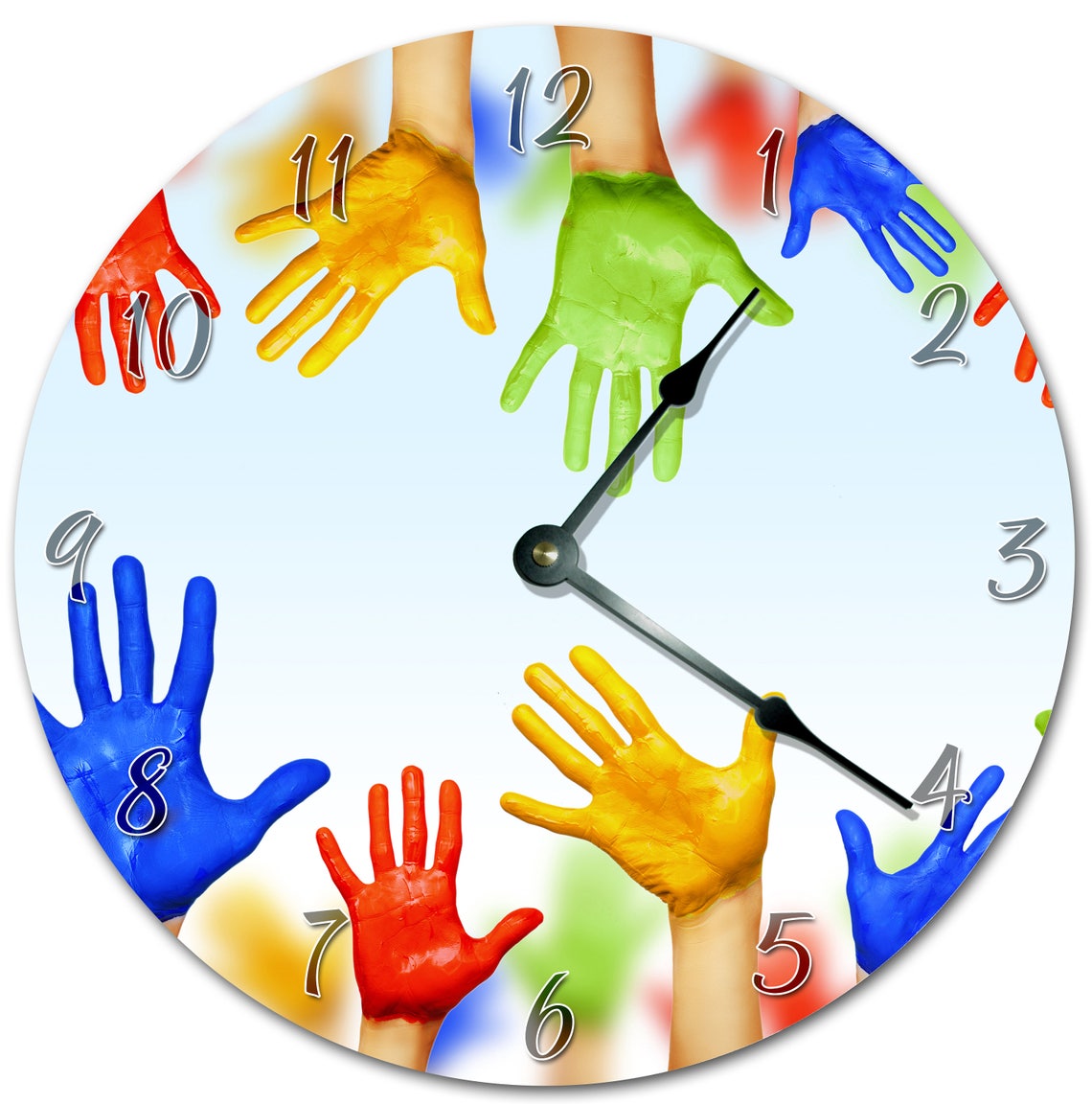 10.5 PAINTS in HANDS Clock Living Room Clock Large | Etsy